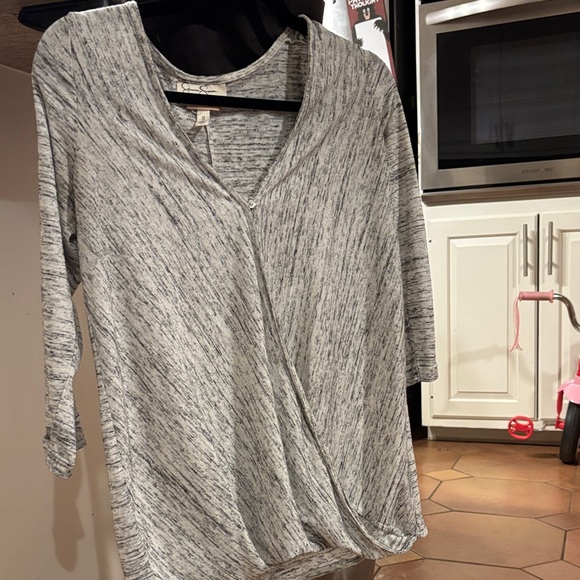 Jessica Simpson | Tops | Jessica Simpson Gray Wrap Top | Poshmark